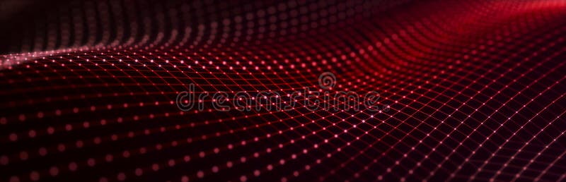 Particle Stream. Red Wave Background with Many Glowing Particles ...