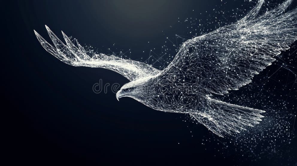 A Particle-style Drawing of an Eagle Flying Composed of Lines ...