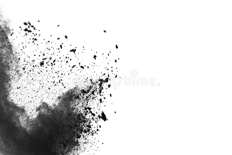 Black Color Powder Explosion on White Background. Stock Image - Image ...