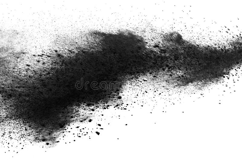 Black Color Powder Explosion on White Background. Stock Photo - Image ...