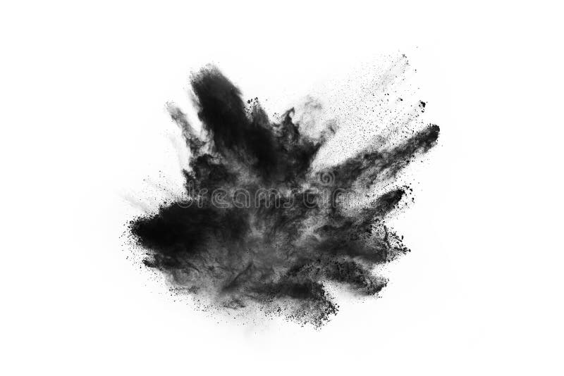 Black Color Powder Explosion on White Background. Stock Photo - Image ...
