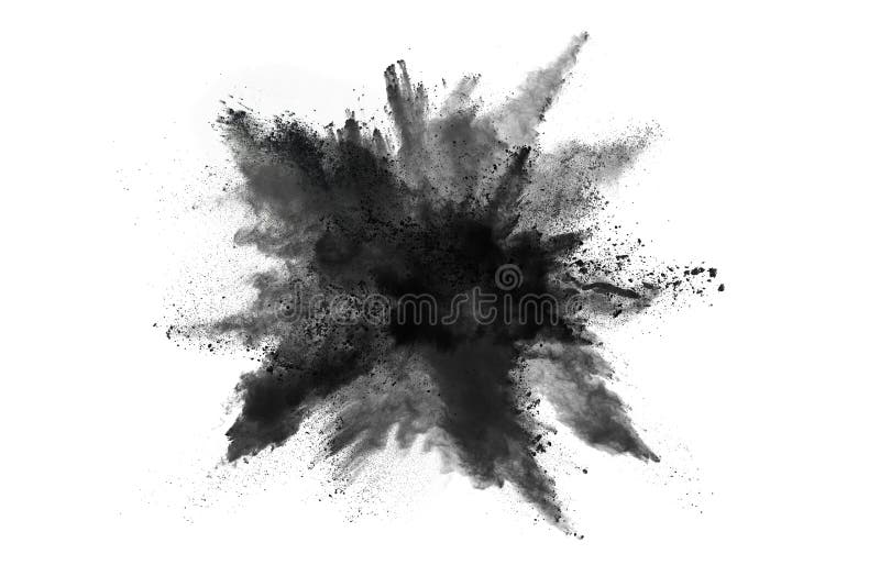 Black Color Powder Explosion on White Background. Stock Photo - Image ...