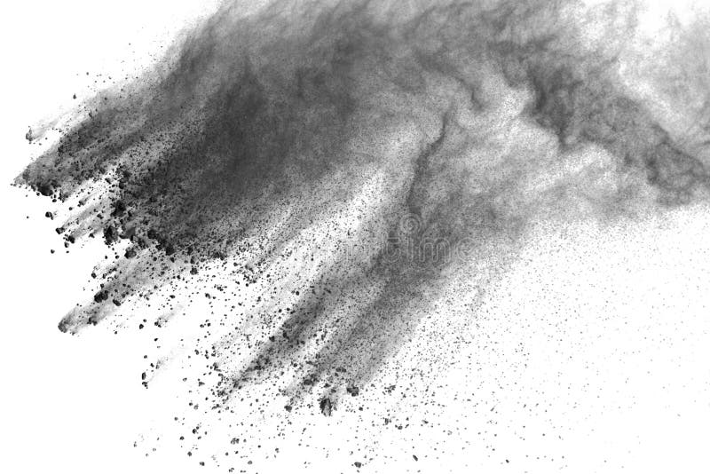 Black Color Powder Explosion on White Background. Stock Image - Image ...