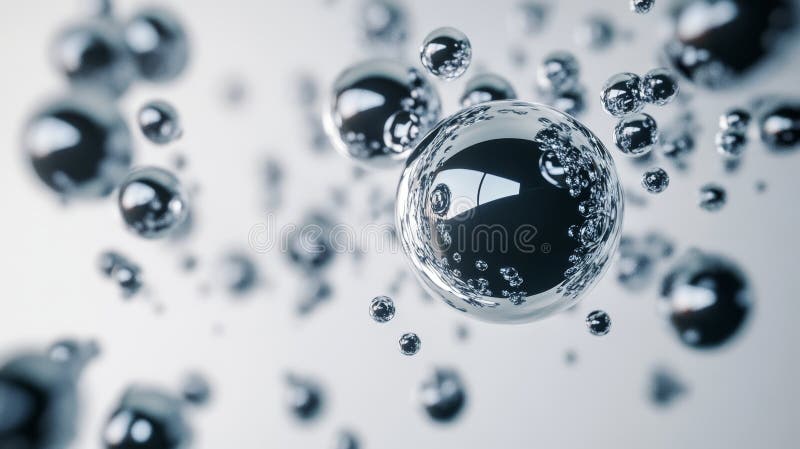 Dynamic Chrome Effect Particles Floating in a Modern Artistic Display ...