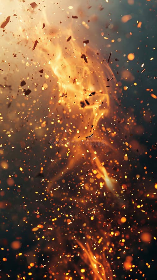 Particles of Fire Flames on Black Background Stock Illustration ...