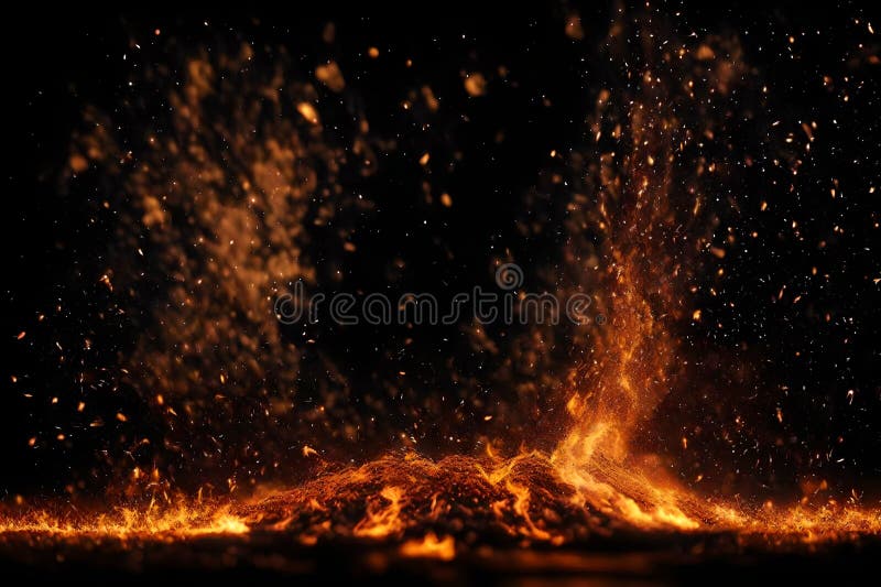 Particles of Fire Over a Black Background. Background of Fire Sparks ...