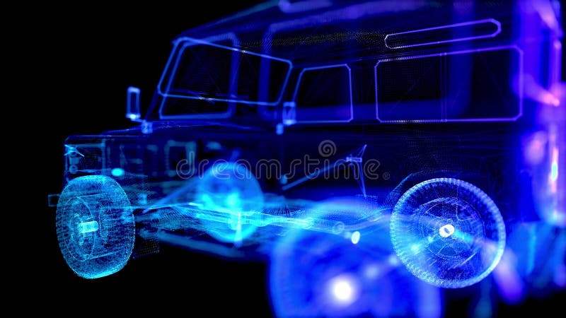 Particles Formation of Car. Digital Car Technology Visualization of 3d ...