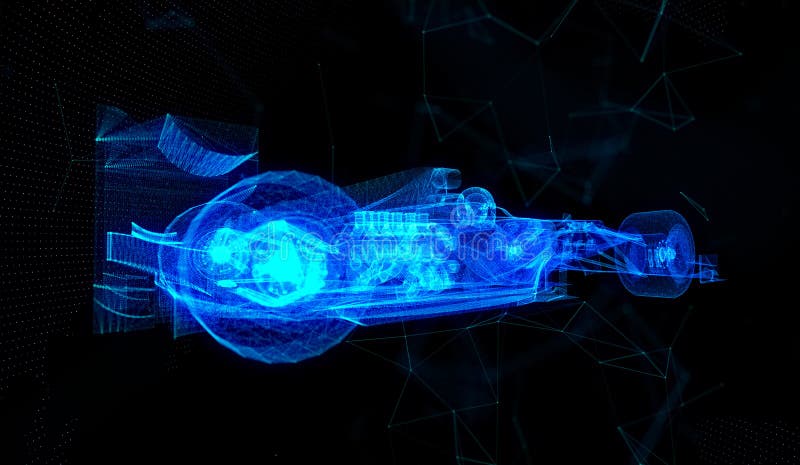 Particles Formation Car Virtual Model. Digital Car Technology ...