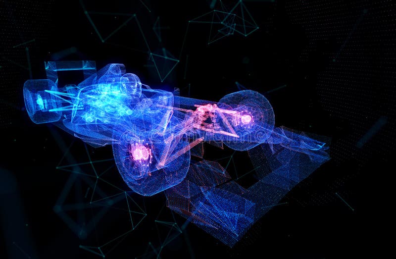 Particles Formation Car Virtual Model. Digital Car Technology ...