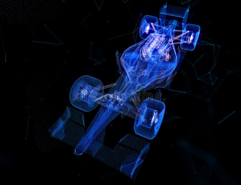 Particles Formation Car Virtual Model. Digital Car Technology ...
