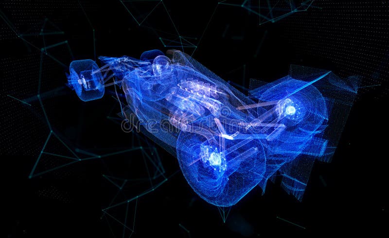 Particles Formation Car Virtual Model Technology Visualization of 3d ...