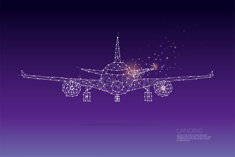The Particles, Geometric Art, Line and Dot of Airplane Stock Vector ...