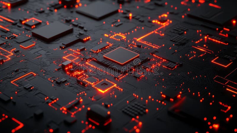 Particles and Metallic Plates Create an Abstract High Tech Background ...