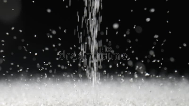 Particles of White Dry Sand Pour in Stream, Hit the Surface and Scatter ...