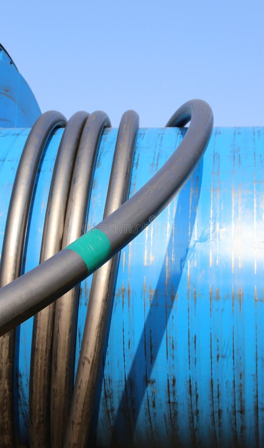 Particular of the Coil with a High-voltage Electric Cable Stock Photo ...