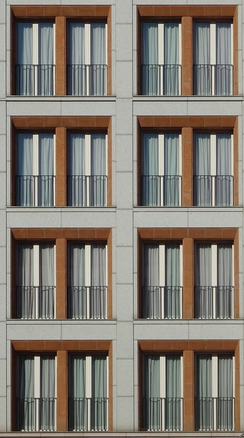 Particular Facade 70s Building with Large Windows, Symmetrical ...