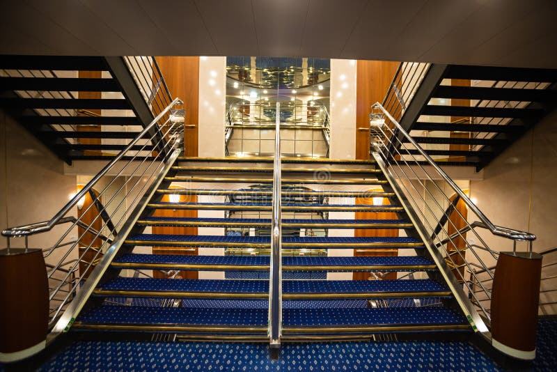 A Particular View of a Luxurious Staircase in a Cruise Ship Stock Photo ...