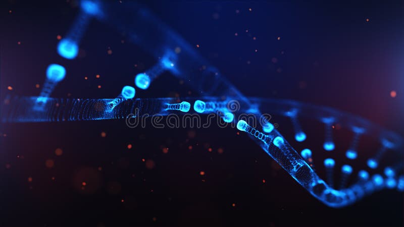 A Particulate 3d Rendered Dna On A Blue Bokeh Background Stock Illustration Illustration Of