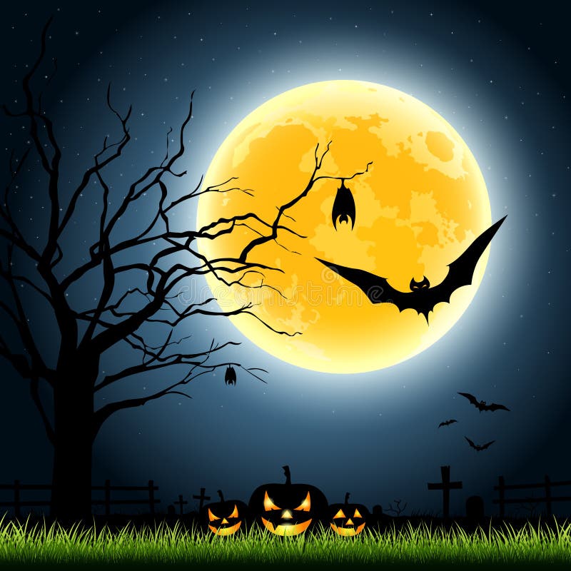Halloween no fundo da lua ilustração stock. Ilustração de céu - 21463421
