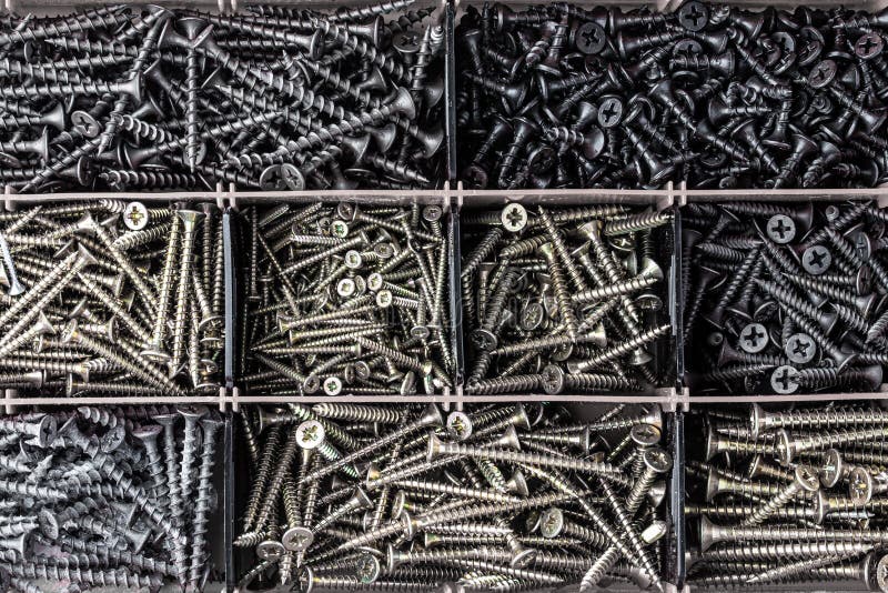 Partitioned Plastic Organizer Box Full of Various Screws Stock Image ...