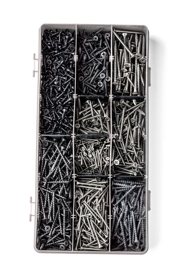 Partitioned Plastic Organizer Box Full of Various Screws Stock Photo ...