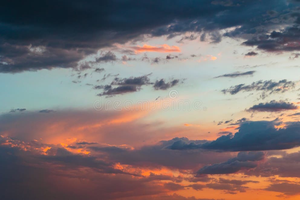 Partly Cloudy Sky at Sunset. Dramatic Clouds Stock Image - Image of ...
