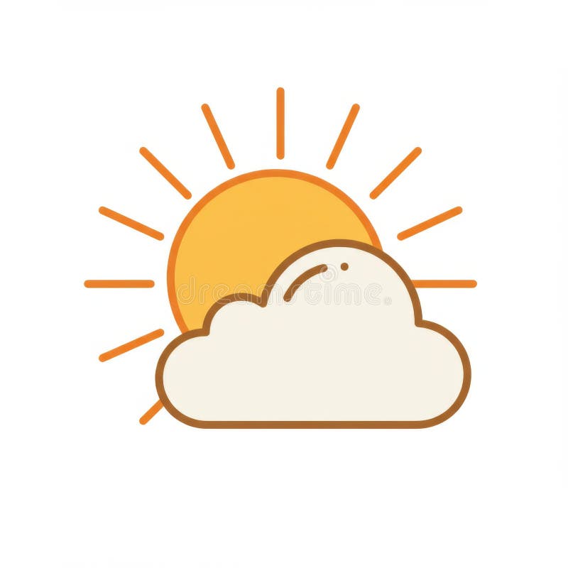 Partly Cloudy Sunny Day Weather Icon Illustration Stock Illustration ...