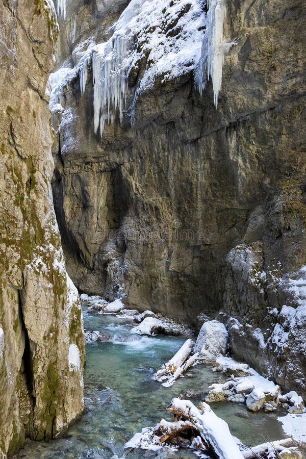 Partnachklamm or Partnach Gorge in Wintertime Stock Photo - Image of ...