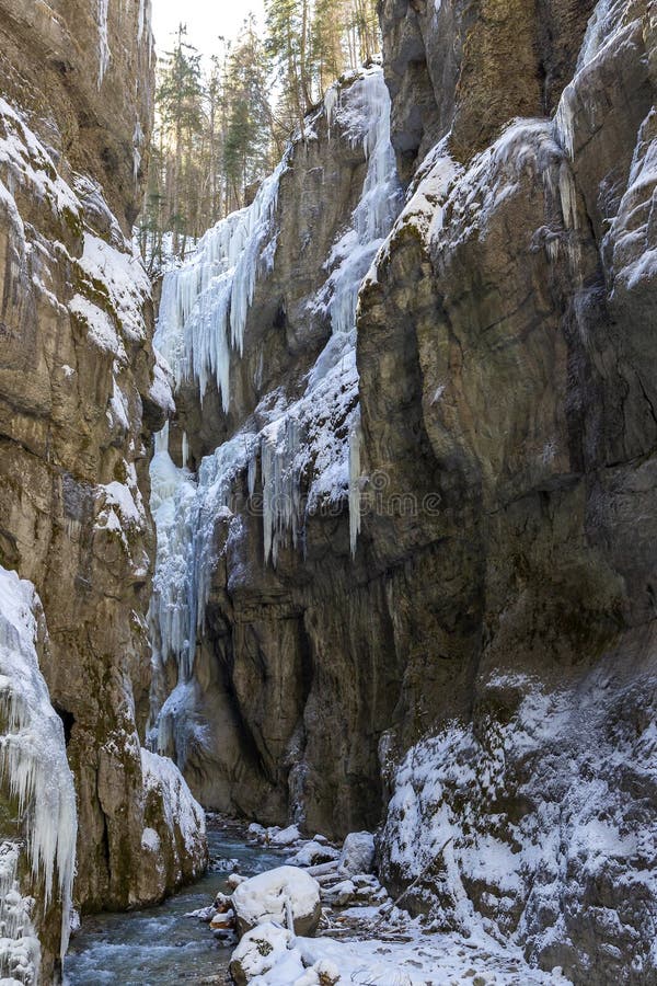 Partnachklamm or Partnach Gorge in Wintertime Stock Photo - Image of ...