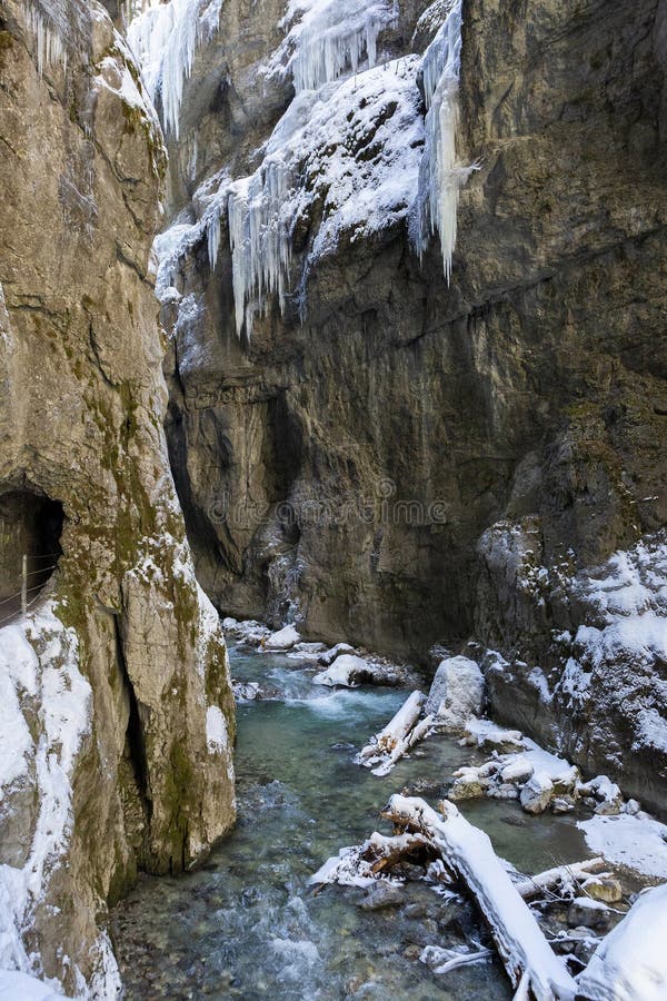 Partnachklamm or Partnach Gorge in Wintertime Stock Photo - Image of ...