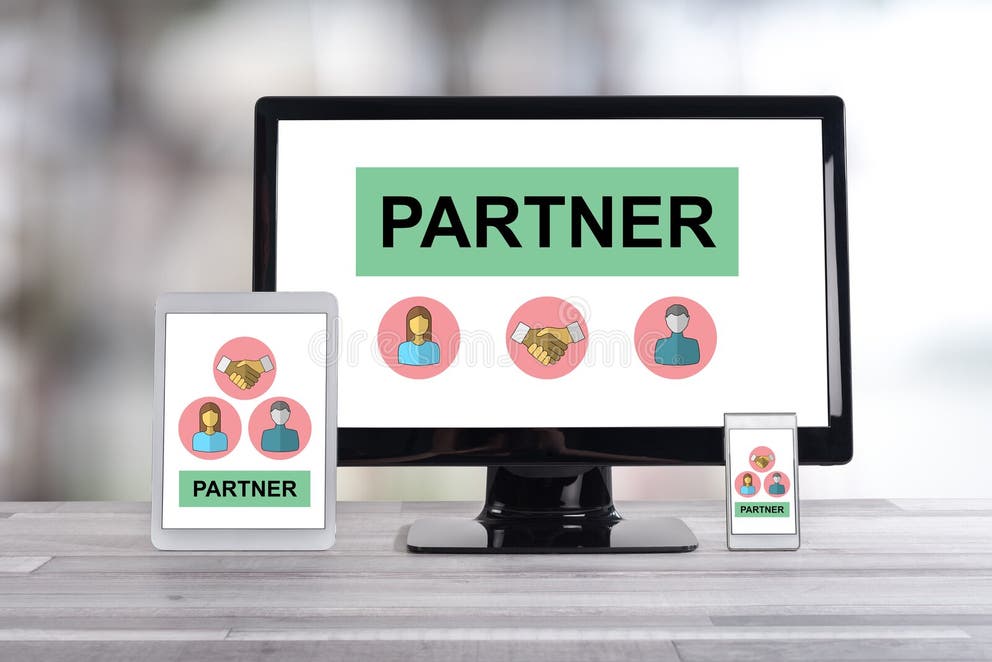 Partner Concept on Different Devices Stock Image - Image of partner ...