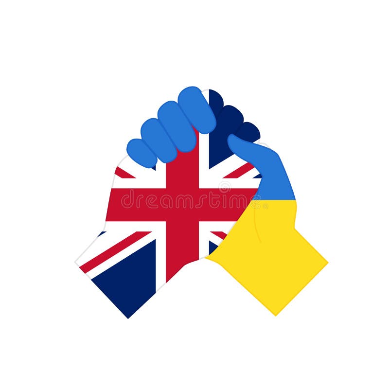Partner Handshake with Flags of Ukraine and Great Britain, Symbol of ...