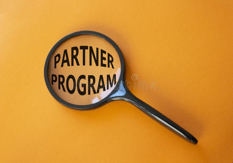 Partner Program Symbol Concept Words Magnifying Glass Beautiful Orange ...