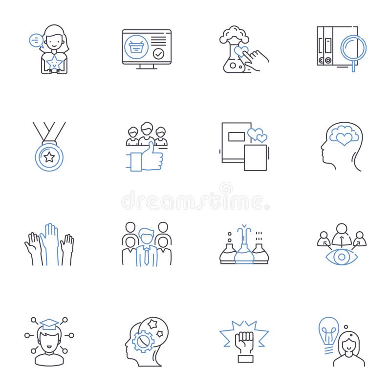 Partner Thinking Line Icons Collection Synergy Collaboration Brainstorming Cohesion