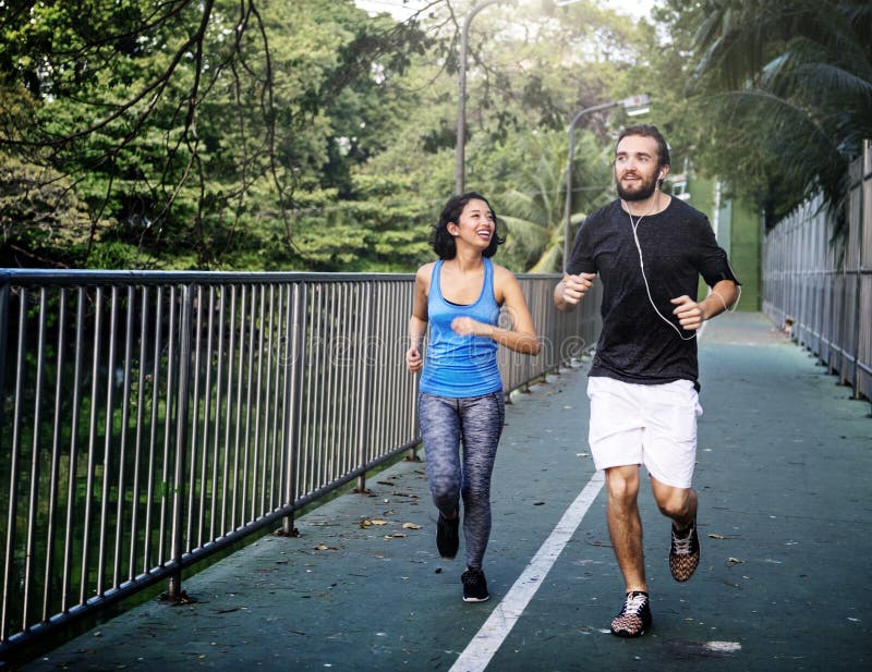 Partner Training Jogging Workout Concept Stock Image - Image of adult ...