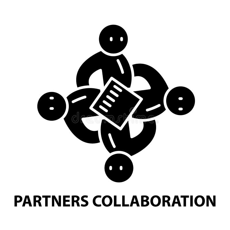 Partners Collaboration Icon, Black Vector Sign With Editable Strokes ...