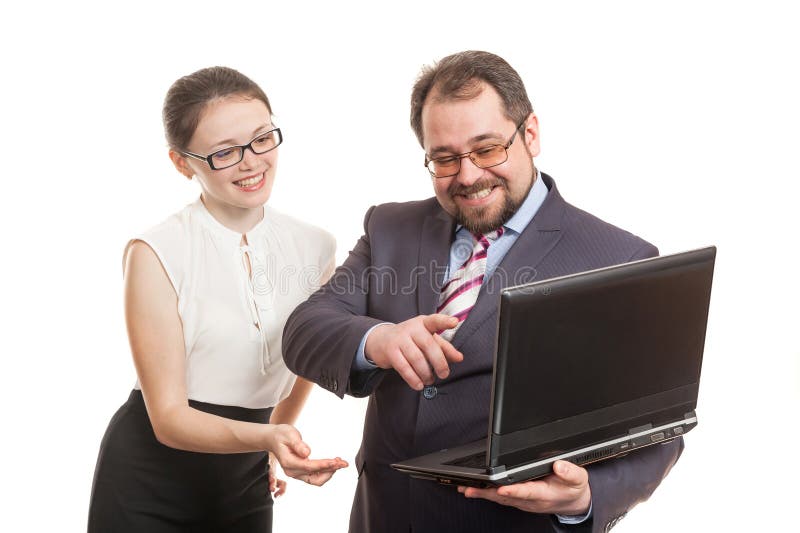 Partners Conduct Negotiations Stock Photo - Image of office, white ...