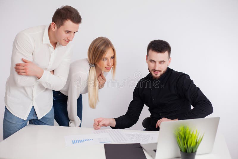 Partners Discuss the Project of Work in the Company`s Office Stock ...