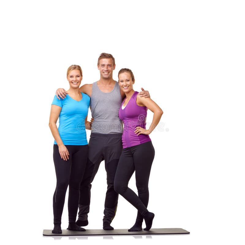 Partners in Fitness. a Group of Fitness Instructors on White. Stock ...