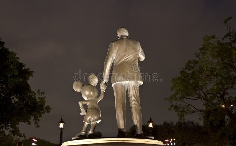 Walt Disney And Mickey Mouse Statue From The Side