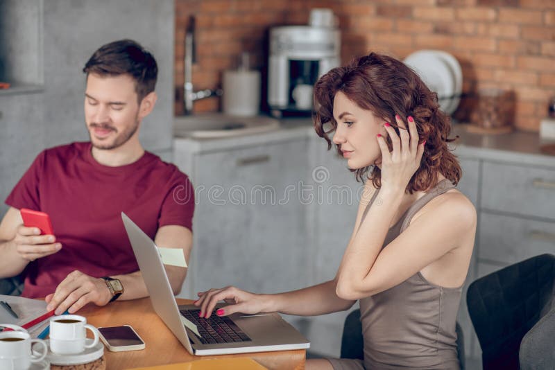 Partners Working on a Project and Looking Interested Stock Image ...