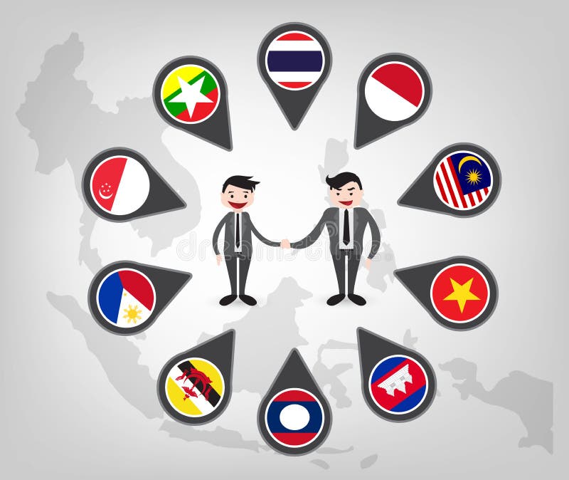 Partnership between Asean Country (aec) Stock Vector - Illustration of ...