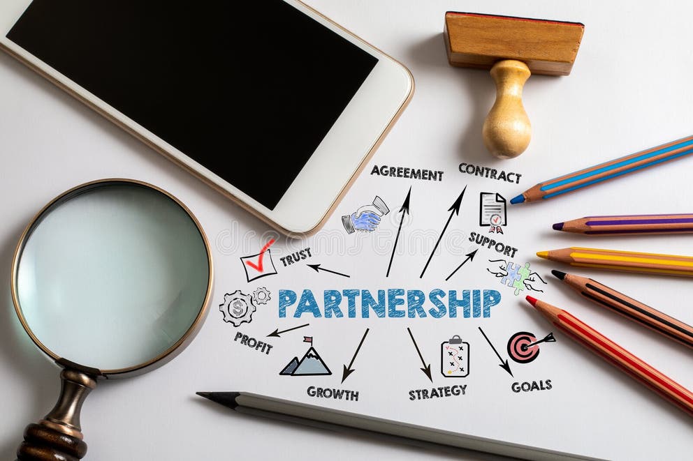 Partnership Concept. Chart and Illustration on a White Office Desk ...