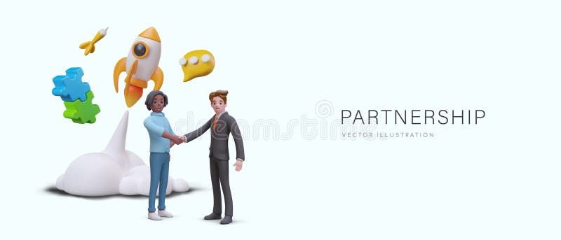 Partnership Concept in Positive Style. Men of Different Races Shake ...