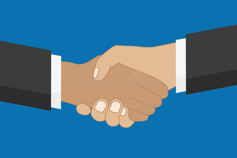 Handshake Two People Shake Hands Outline Drawing on White Background ...