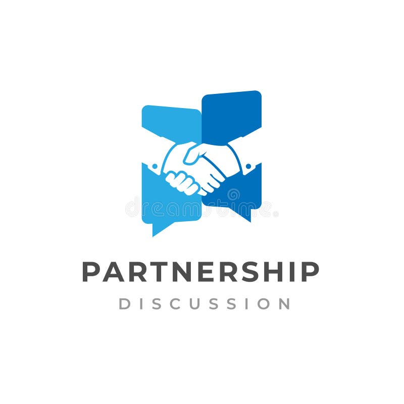 Partnership Discussion Logo Design. Handshake Isolated on Bubble Chat ...