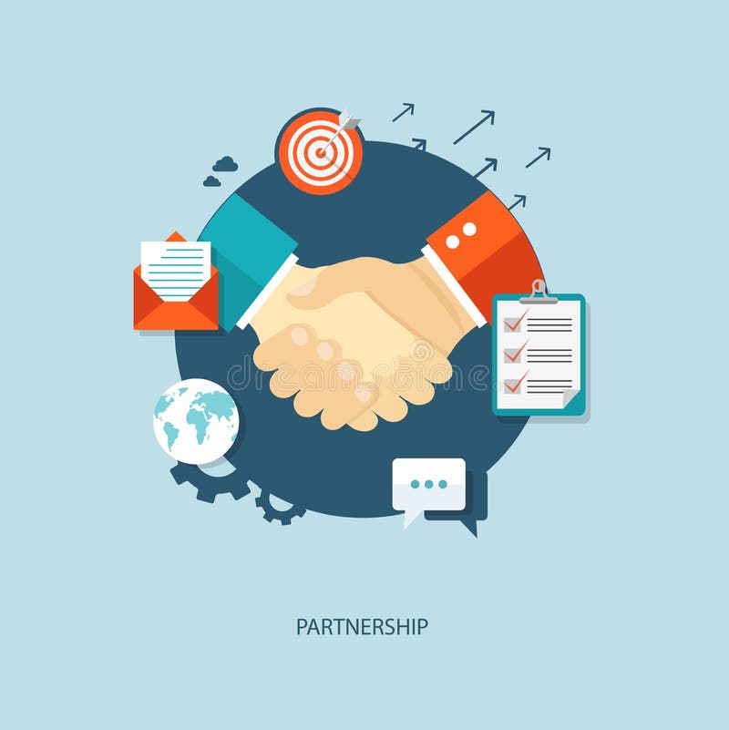Partnership Flat Illustration. Stock Vector - Illustration of hands ...