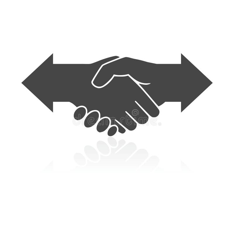 Partnership Hand Shake Arrows Icons Set with Long Shadow Stock Vector ...