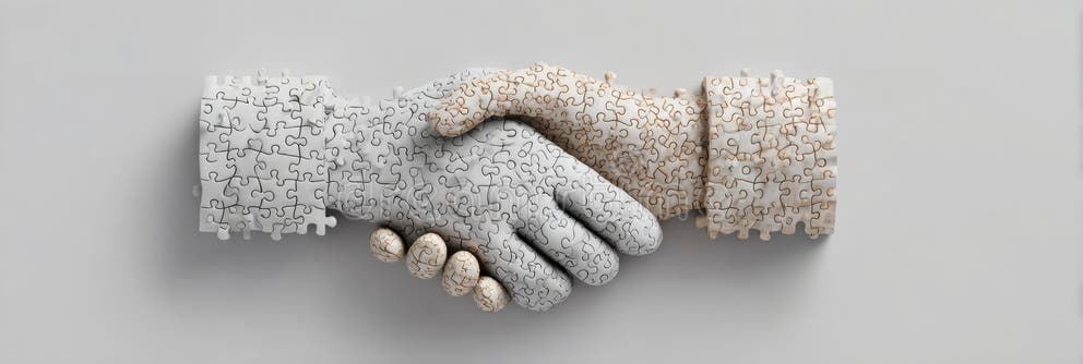 Partnership Handshake Created from Puzzle Pieces Illustrating Unity and ...