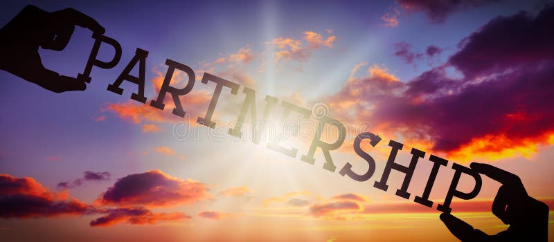 Partnership - Human Hands Holding Black Silhouette Word Stock Photo ...